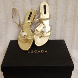 Escada | Shoes | Escada Gold Tone Sandals | Poshmark